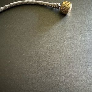 Pandora | Jewelry | Pandora Sterling Silver Bracelet With 4k Gold Snap ...